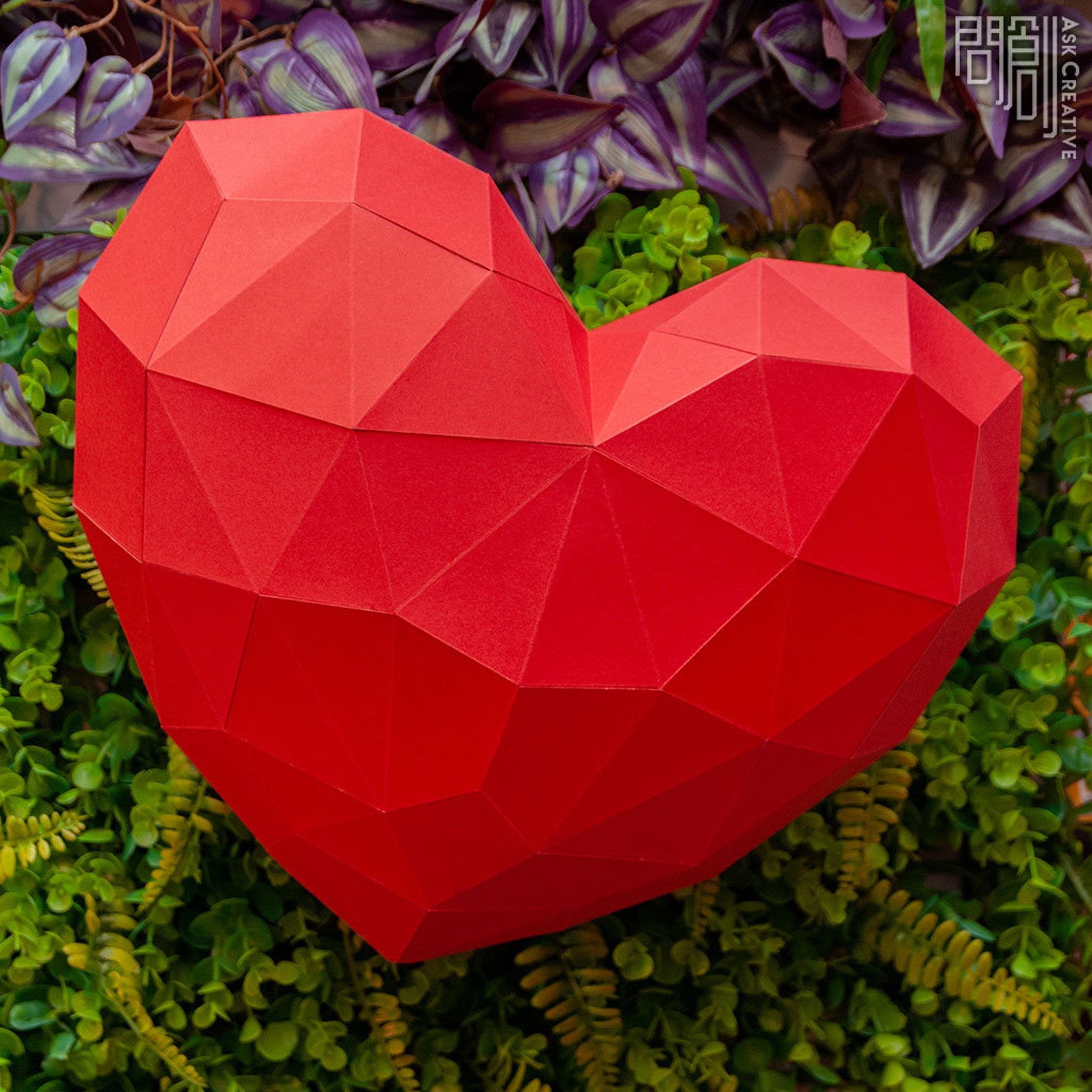 2 Hearts Set papercraft DIY Low Poly PDF Papercraft | Etsy