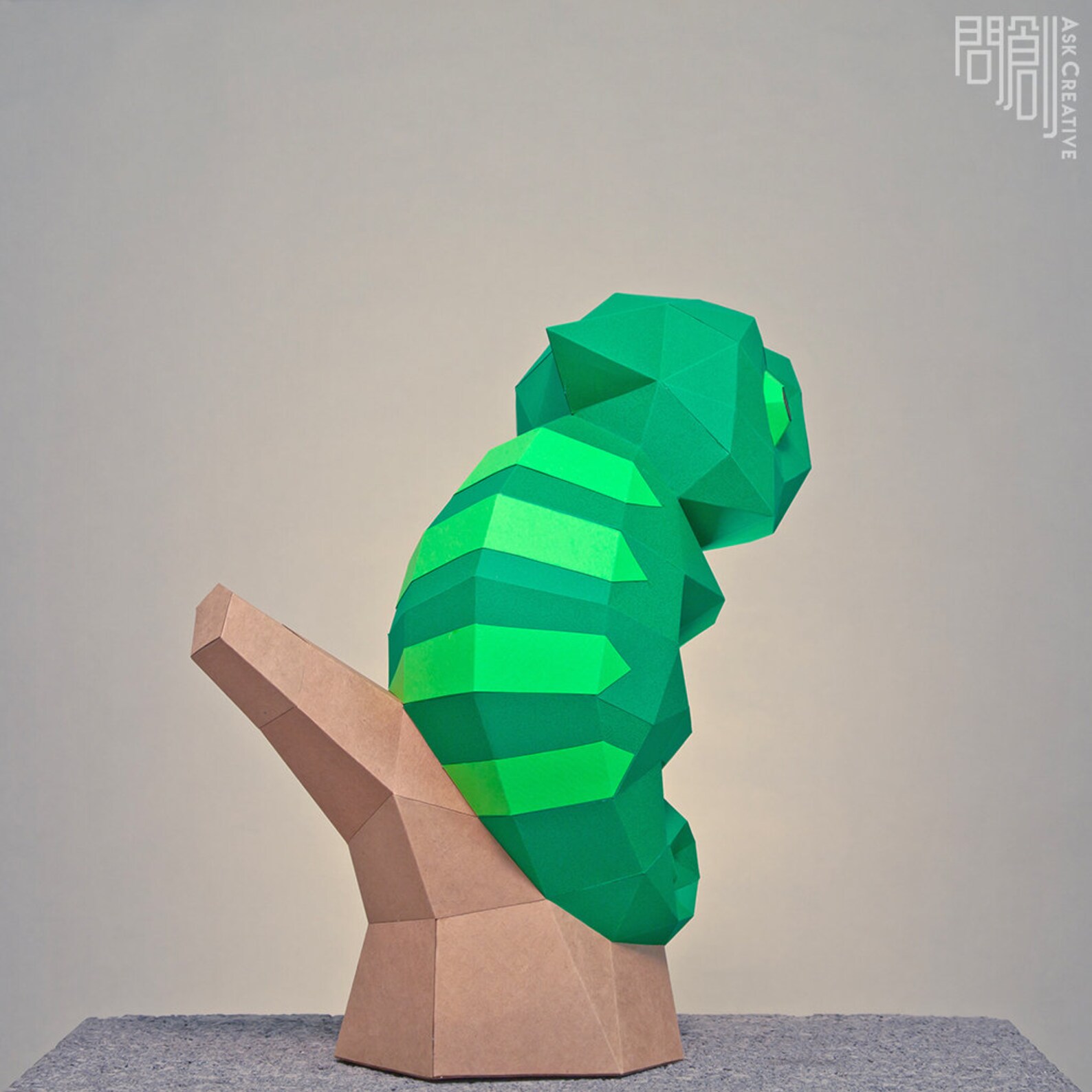 Chameleon Paper Modelpapercraftdiylow Polypdf - Etsy