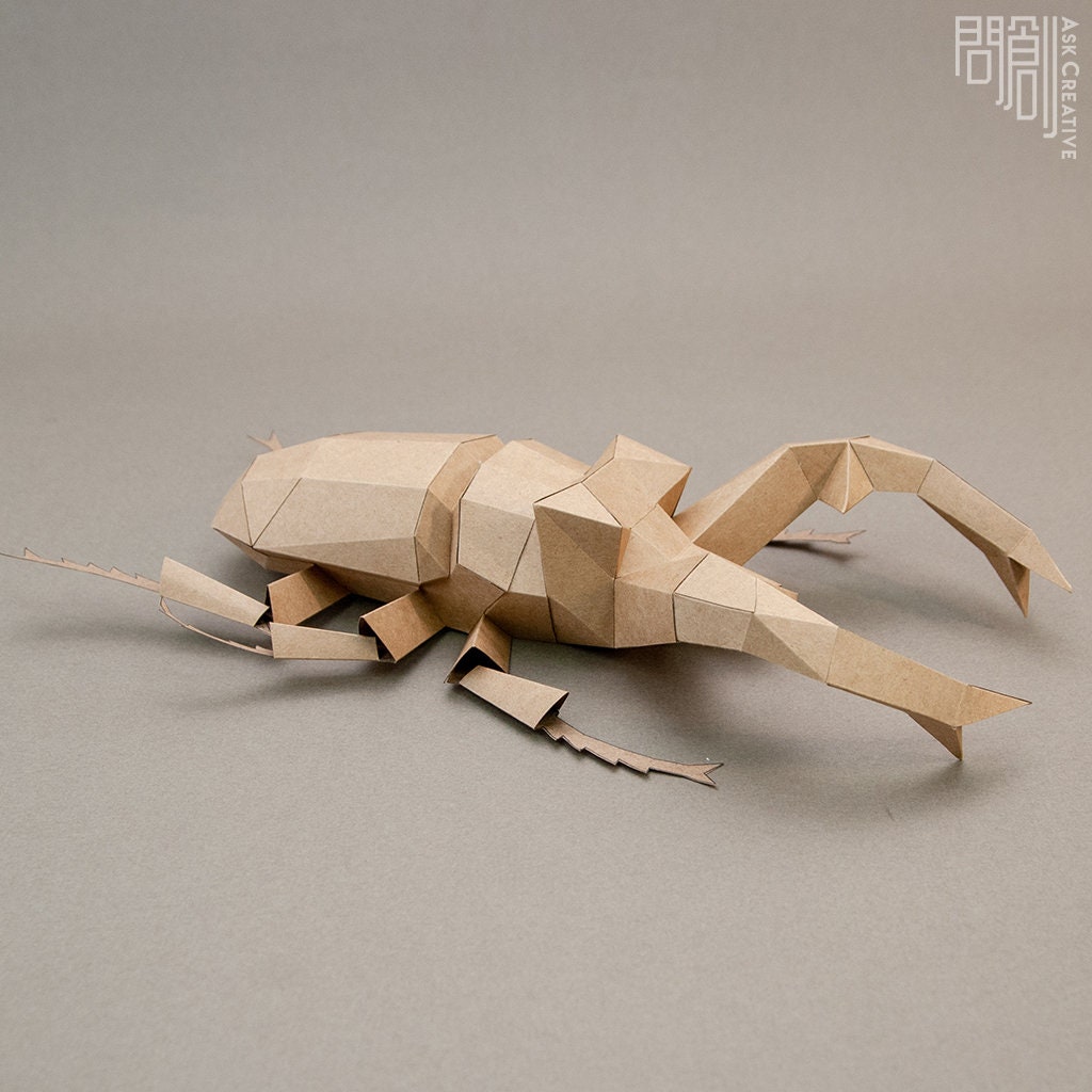 Stag Beetle Paper Model papercraft DIY Low Poly PDF - Etsy