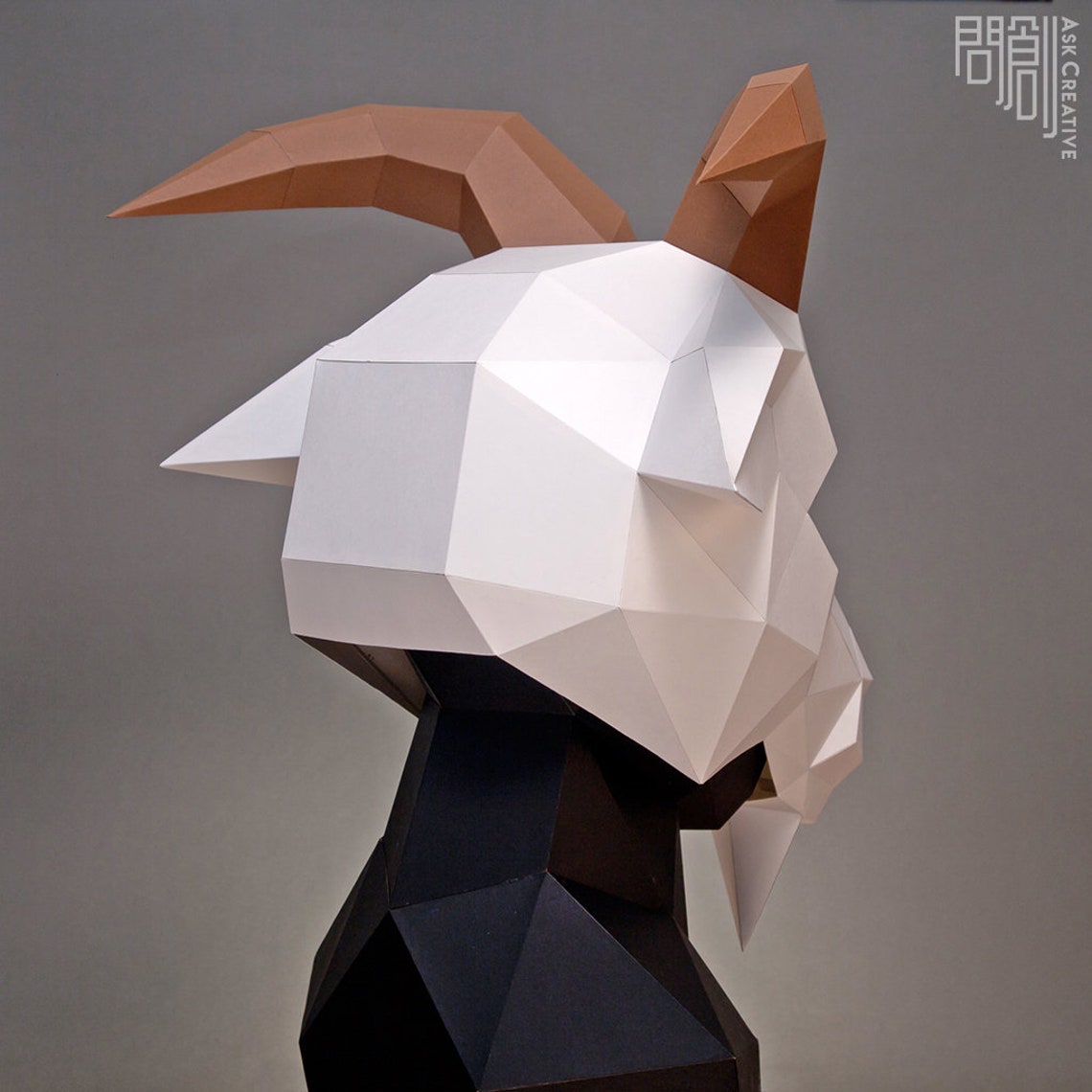 Máscara de cabra Papercraft DIY Low poly Máscara PDF | Etsy España