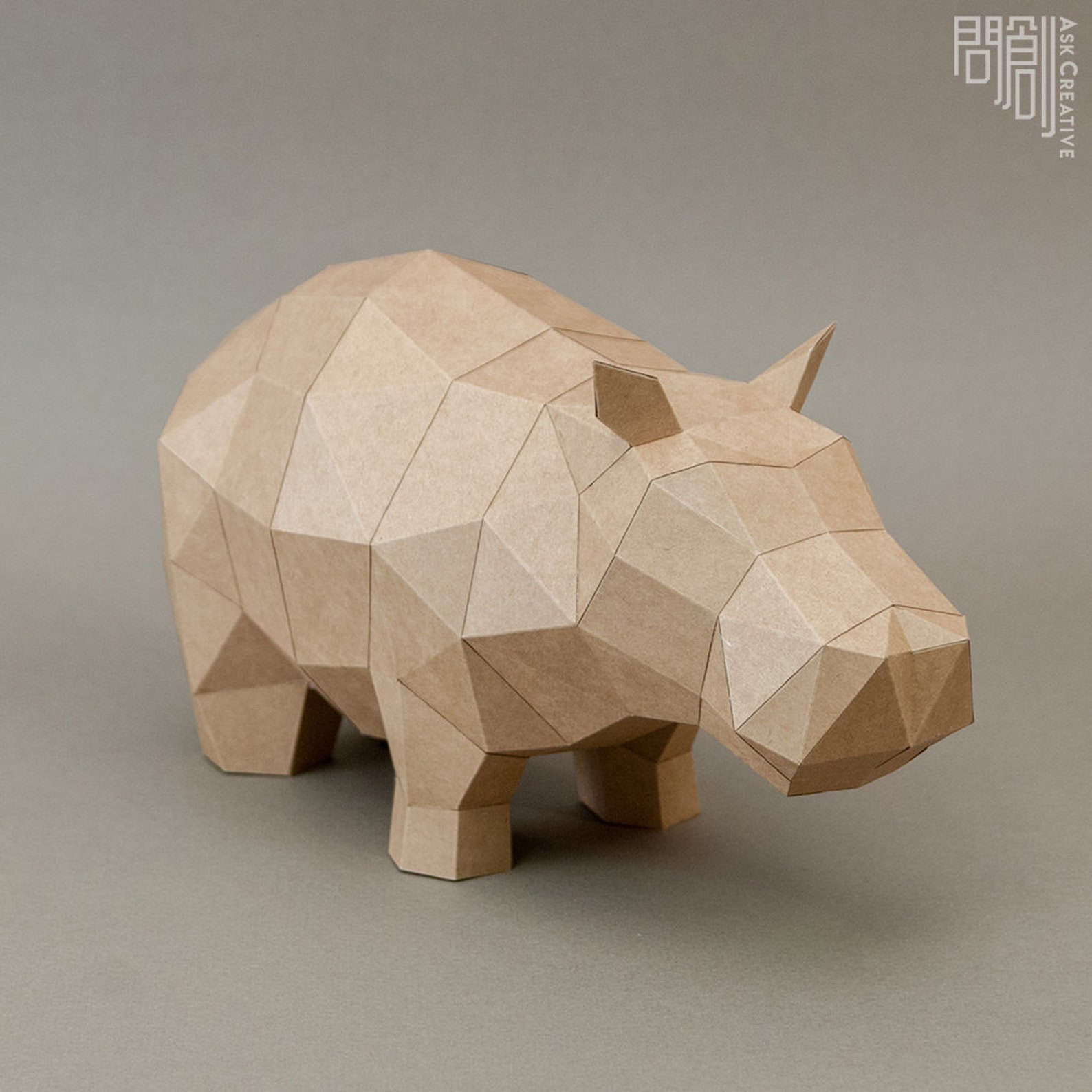 Hippo Paper Modelpapercraft DIY Low Poly PDF Papercraft - Etsy