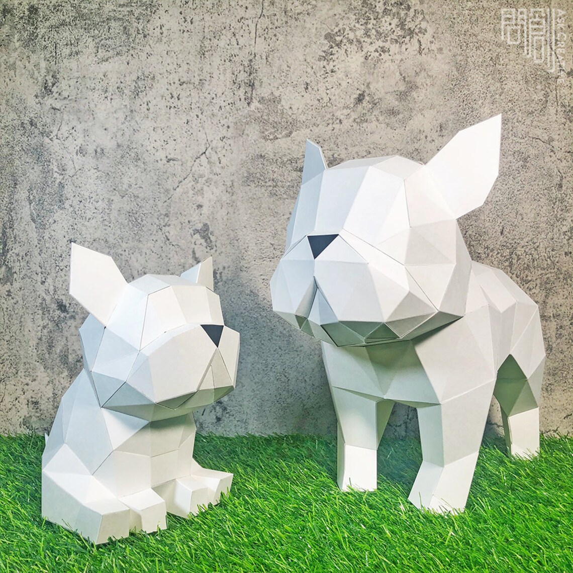 Little Bulldog Paper Model papercraft DIY Low Poly PDF - Etsy