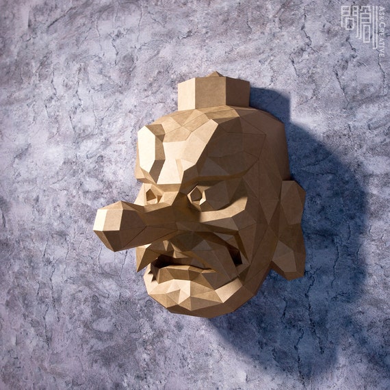 Tengu Mask Papercraft DIY Low Poly PDF Papercraft - Etsy
