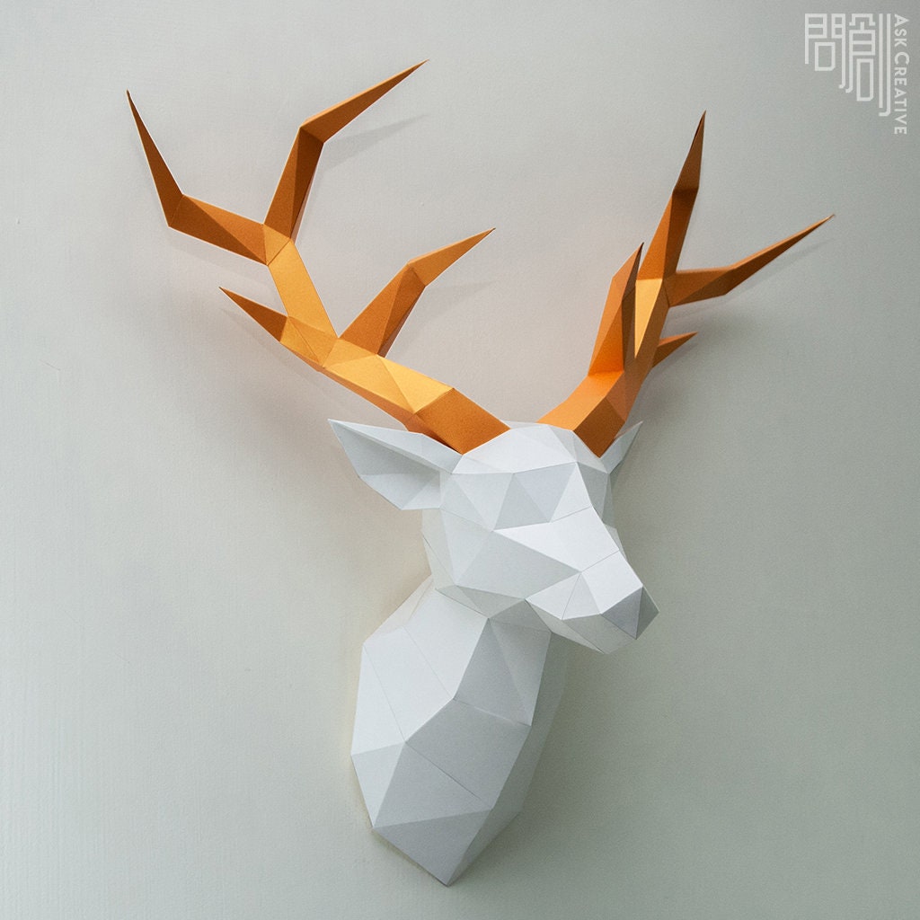 Deer Paper Decorationpapercraft DIY Low Poly PDF | Etsy