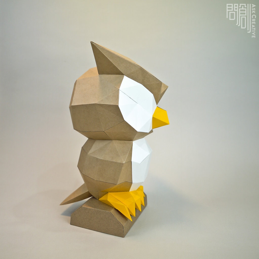 Owl Paper Model papercraft DIY Low Poly PDF Papercraft - Etsy