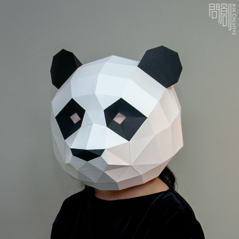 Panda Mask Papercraft DIY Low Poly Mask PDF Papercraft - Etsy