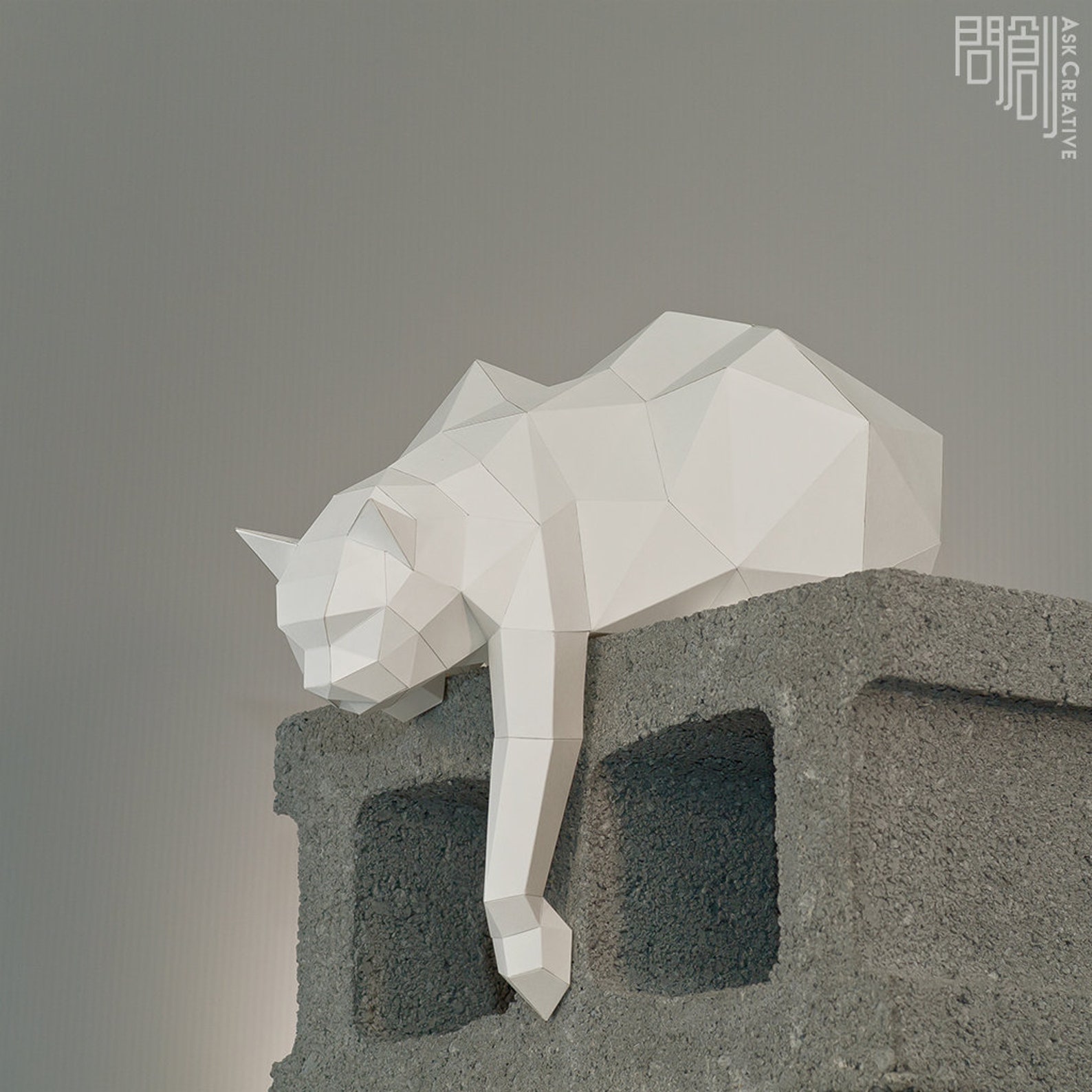 Curious Cat Paper Model , Papercraft , DIY , Low Poly , Cat Model , PDF ...