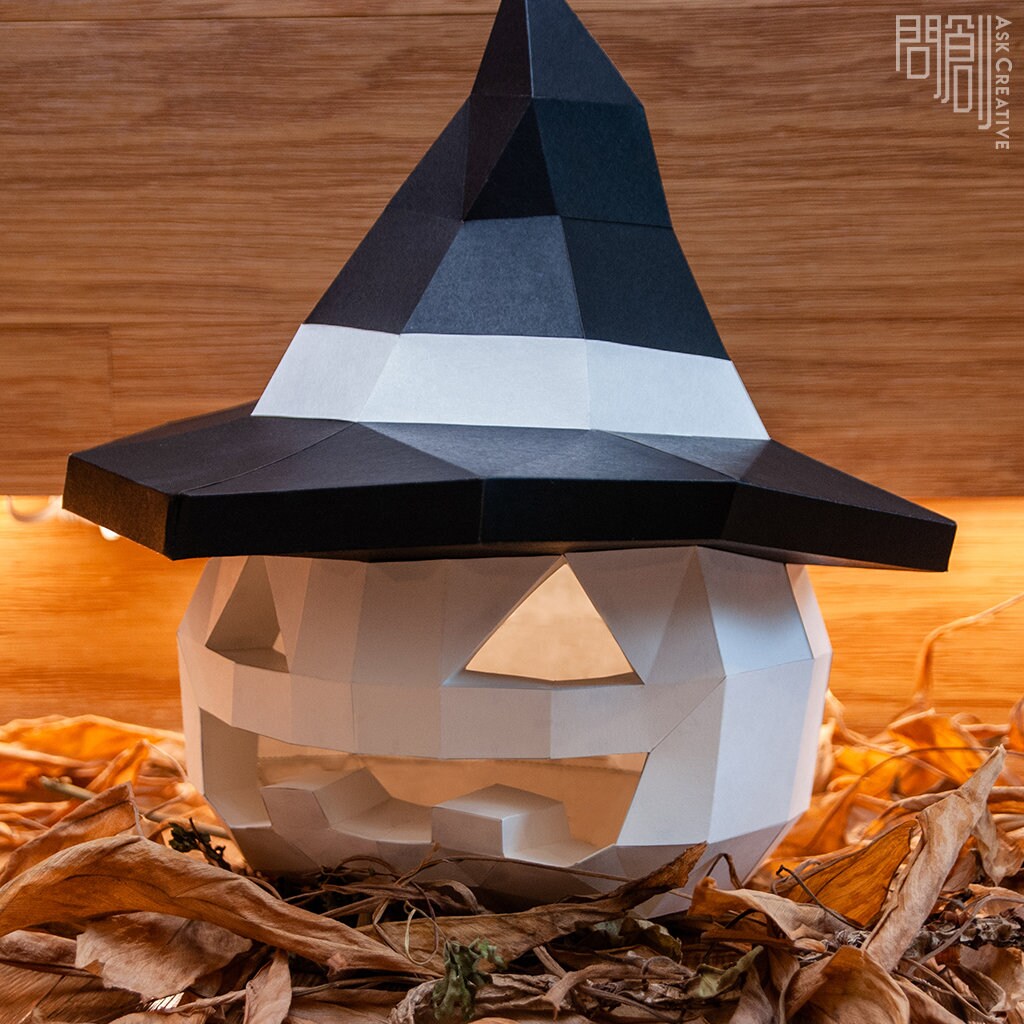 Wizard Hat Pumpkin papercraft DIY Low Poly PDF - Etsy