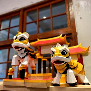 Gold Dance Lion,papercraft , DIY , Low Poly , PDF Papercraft , Dance ...