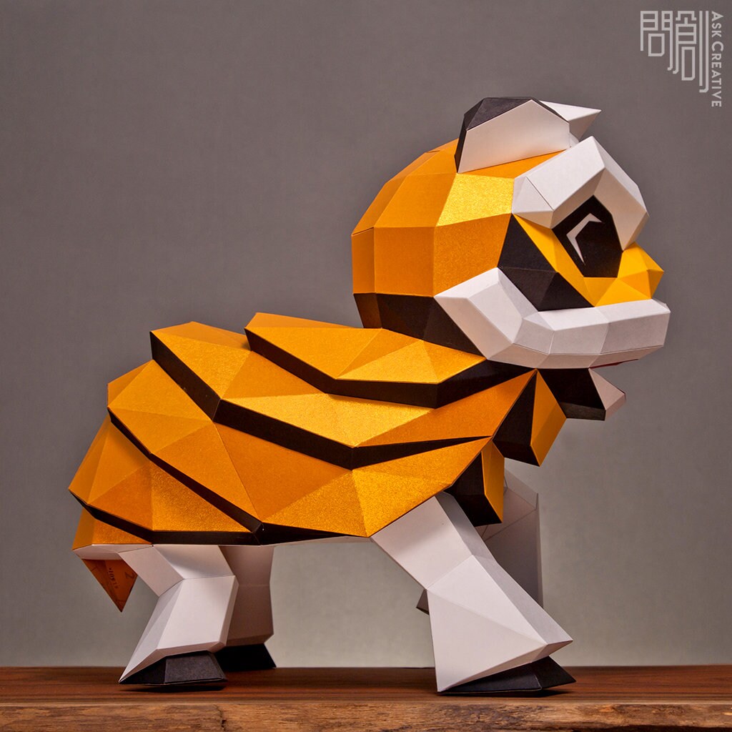 Oro Danza León Papercraft DIY Bajo poly PDF Papercraft | Etsy