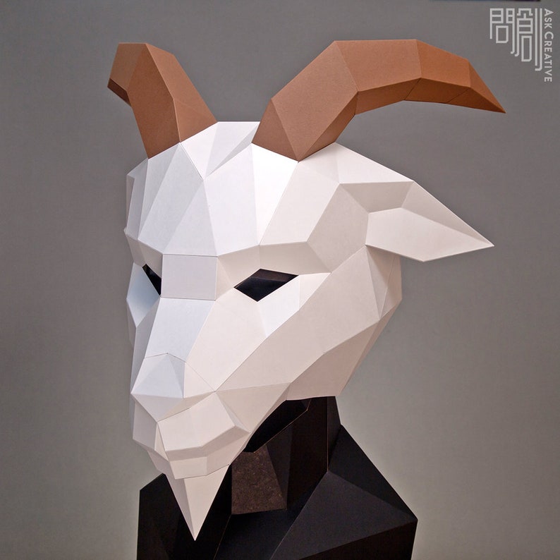 Goat Mask Papercraft DIY Low Poly Mask PDF Papercraft - Etsy