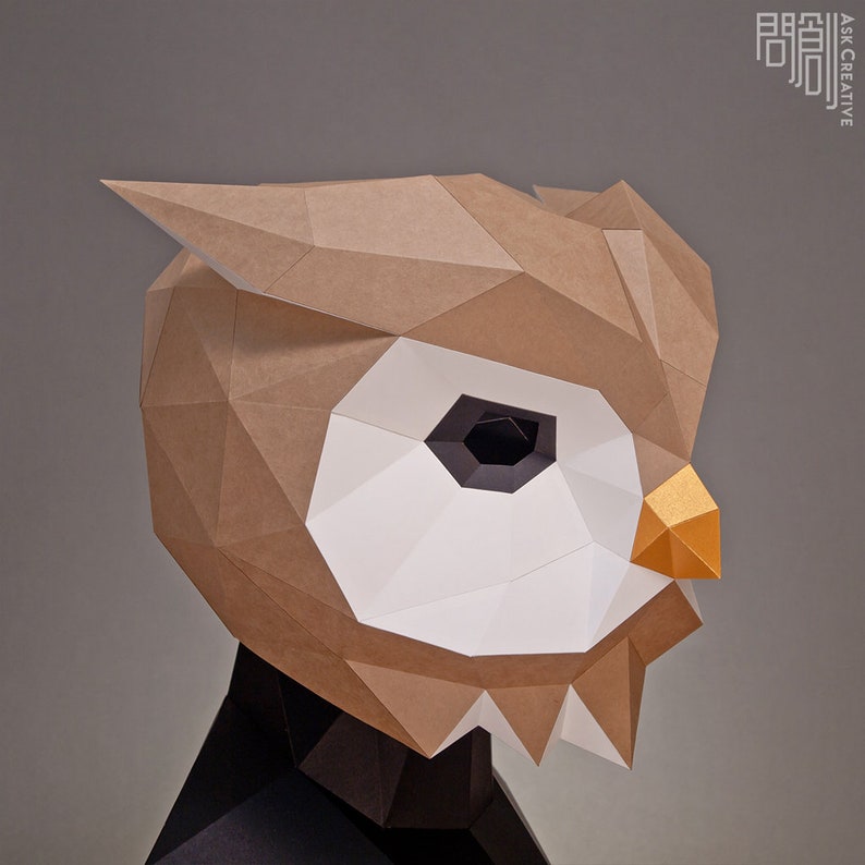Owl Mask Papercraft DIY Low Poly Mask PDF Papercraft Owl | Etsy