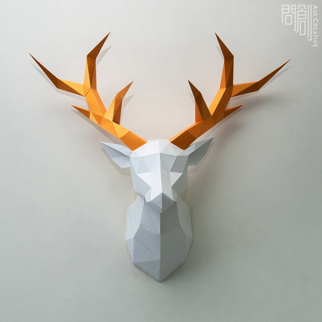 Deer Paper Decorationpapercraft DIY Low Poly PDF | Etsy