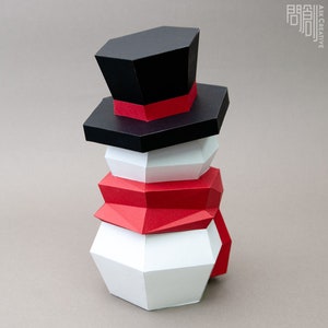 Top Hat Snowman,papercraft , DIY , Low Poly , PDF Papercraft , Snowman ...