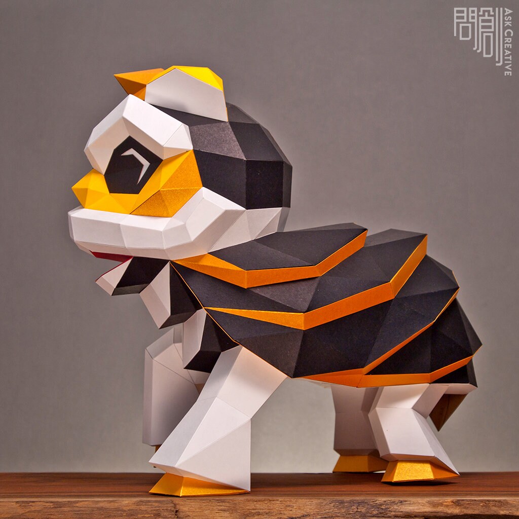 Black Dance Lionpapercraft DIY Low Poly PDF Papercraft - Etsy