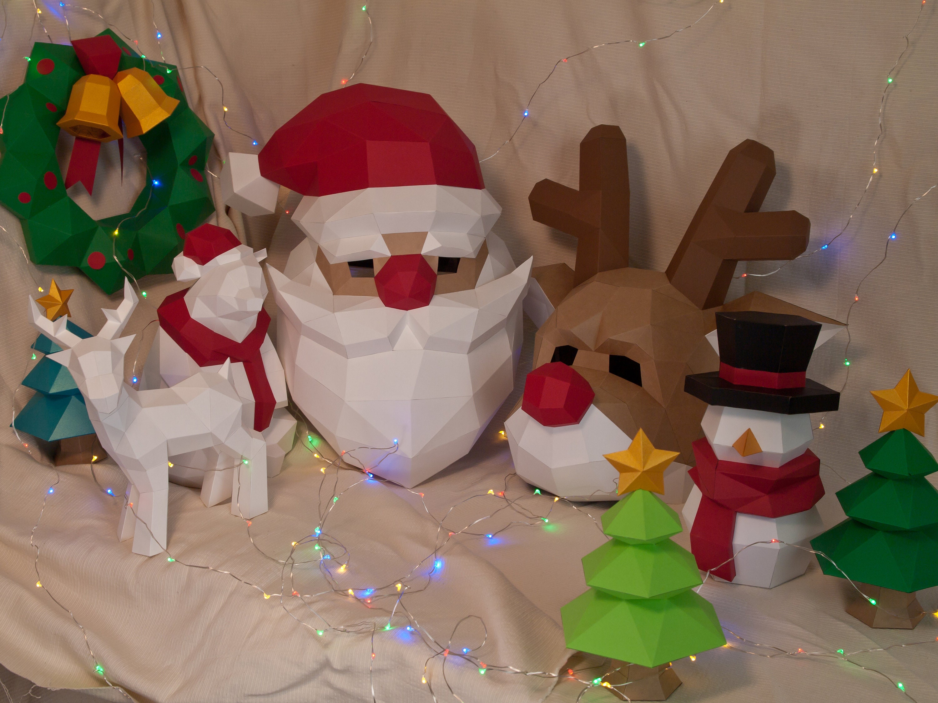 Máscara de Rudolph Papercraft DIY Low poly Máscara PDF - Etsy México