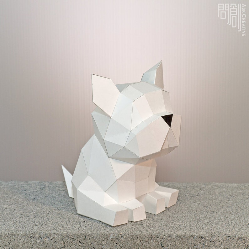 Little Bulldog Paper Model papercraft DIY Low Poly PDF | Etsy