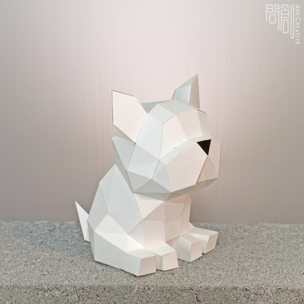 Little Bulldog Paper Model papercraft DIY Low Poly PDF | Etsy