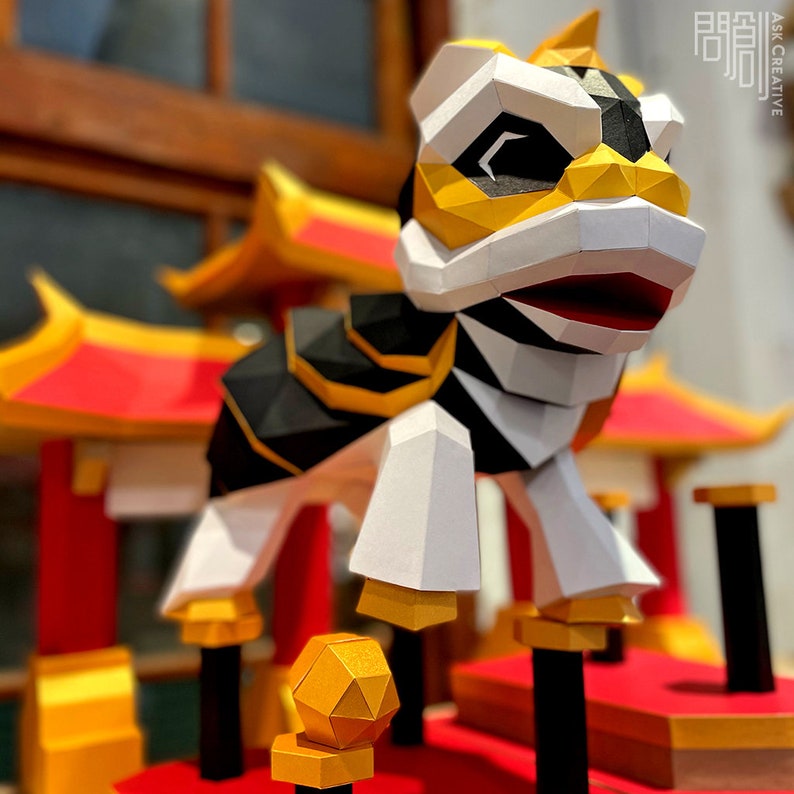 Black Dance Lionpapercraft DIY Low Poly PDF Papercraft - Etsy