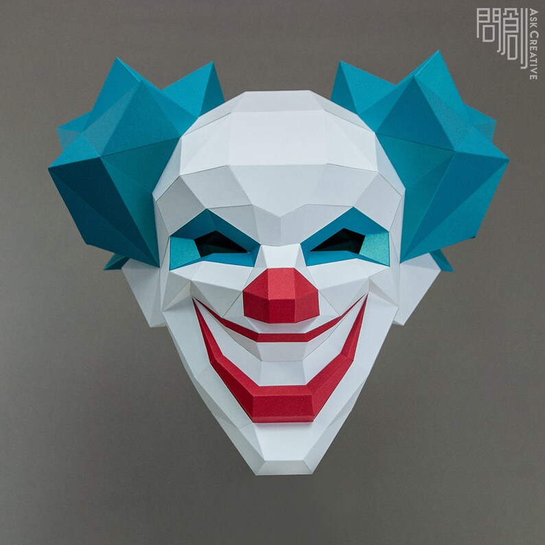 Clown Papercraft DIY Low poly Mask PDF Papercraft | Etsy