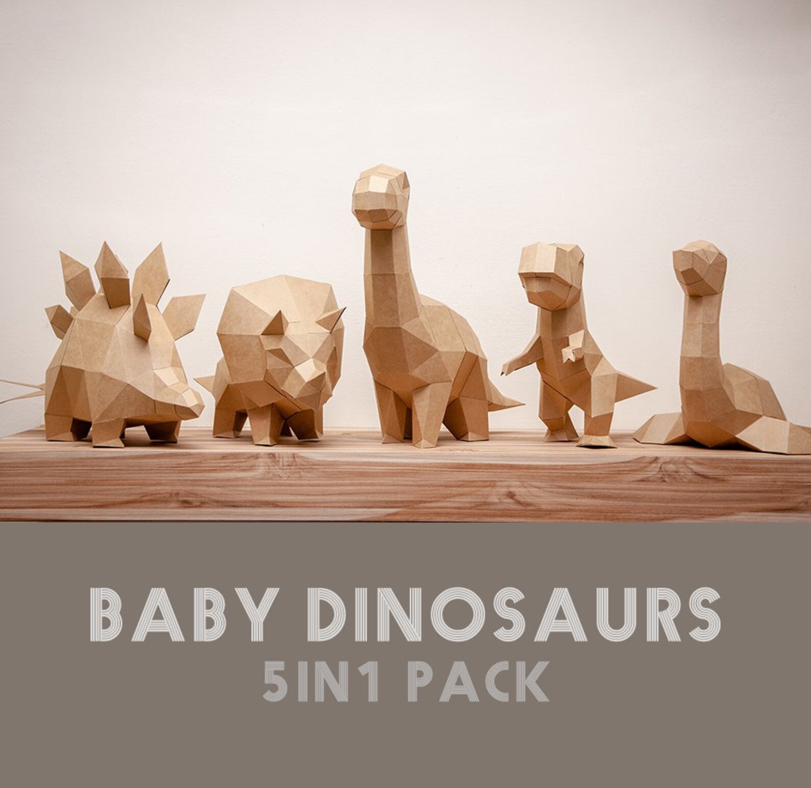 5 Baby Dinosaurs Paper Model in 1 Packpapercraft - Etsy