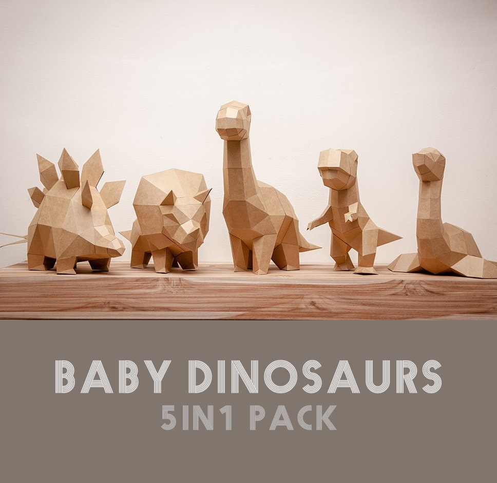 5 Baby Dinosaurs Paper Model in 1 Packpapercraft - Etsy