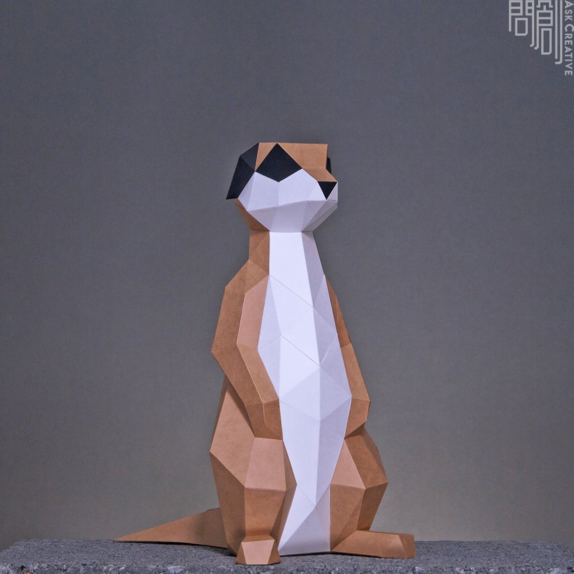 Meerkat Paper Model papercraft DIY Low Poly PDF - Etsy