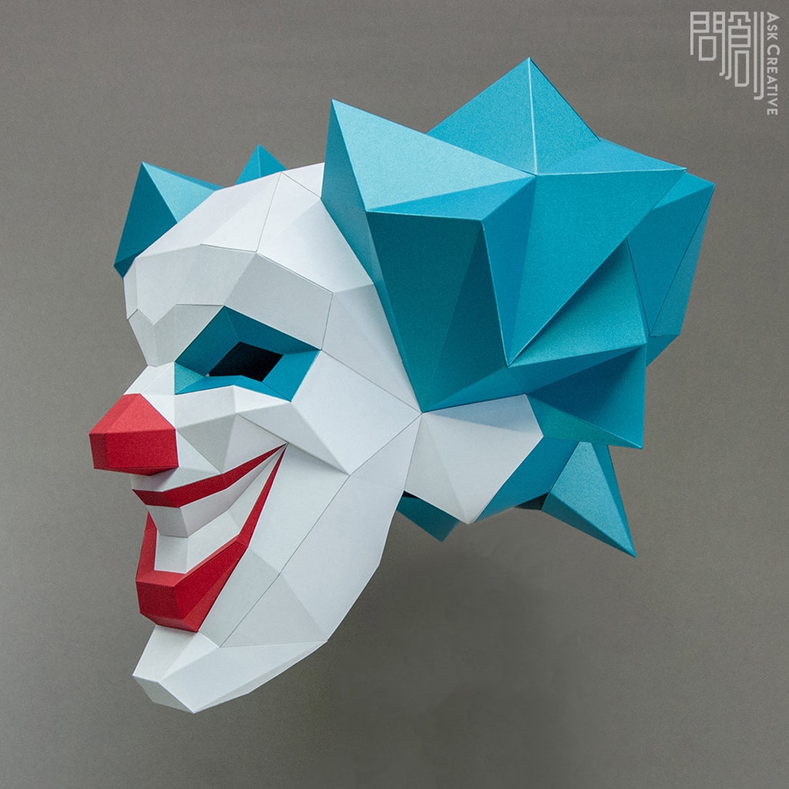 Clown Papercraft DIY Low Poly Mask PDF Papercraft - Etsy