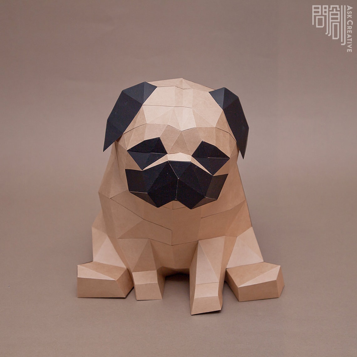 Pug Paper Model papercraft DIY Low Poly PDF Papercraft - Etsy Canada