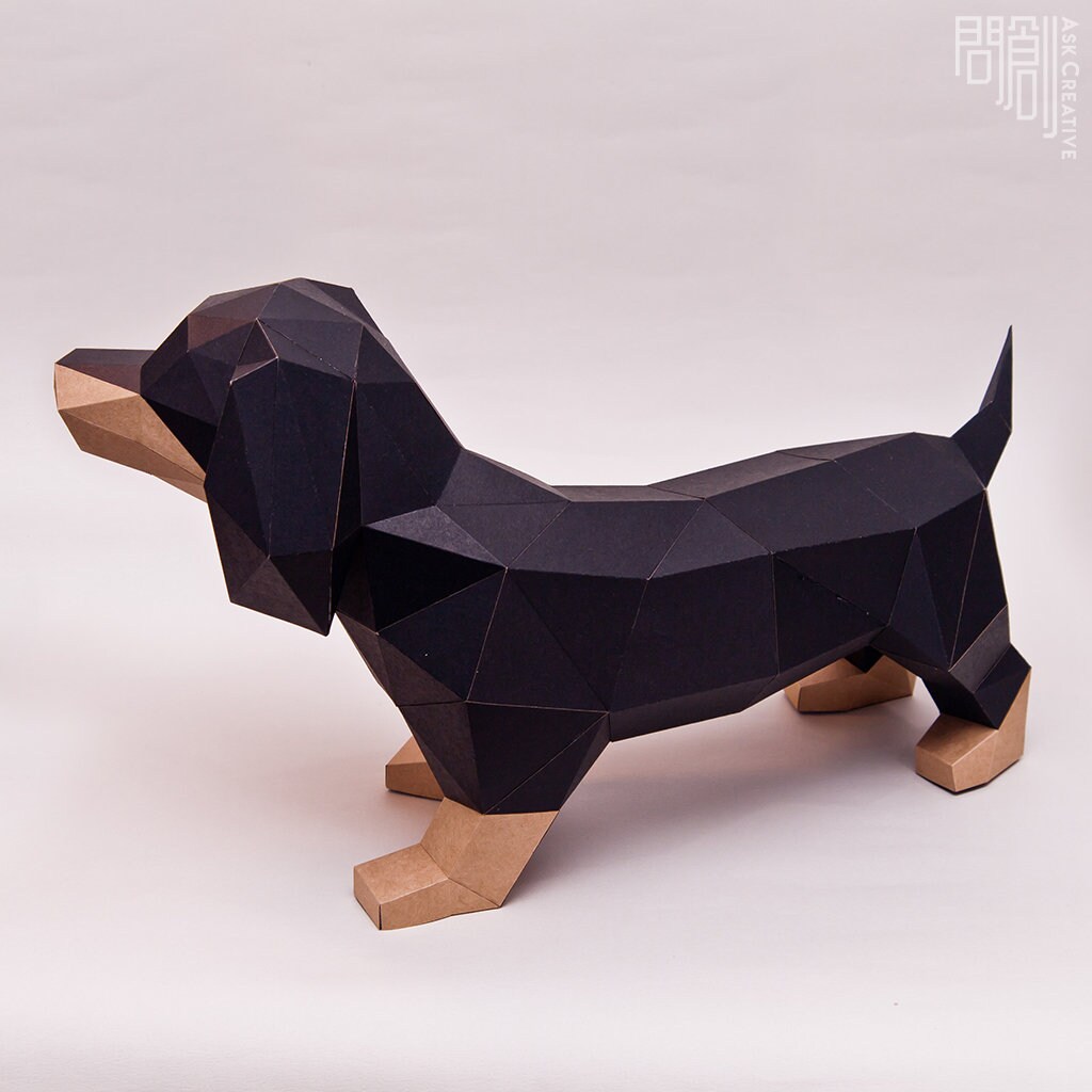 Dachshund Paper Model papercraft DIY Low Poly PDF - Etsy