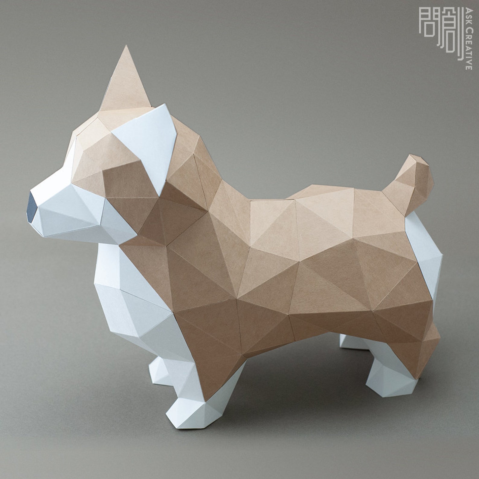 Corgi Paper Model ,papercraft , DIY , Low Poly , PDF Papercraft , Corgi ...
