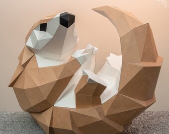 Tanuki Paper Model papercraft DIY Low Poly PDF | Etsy