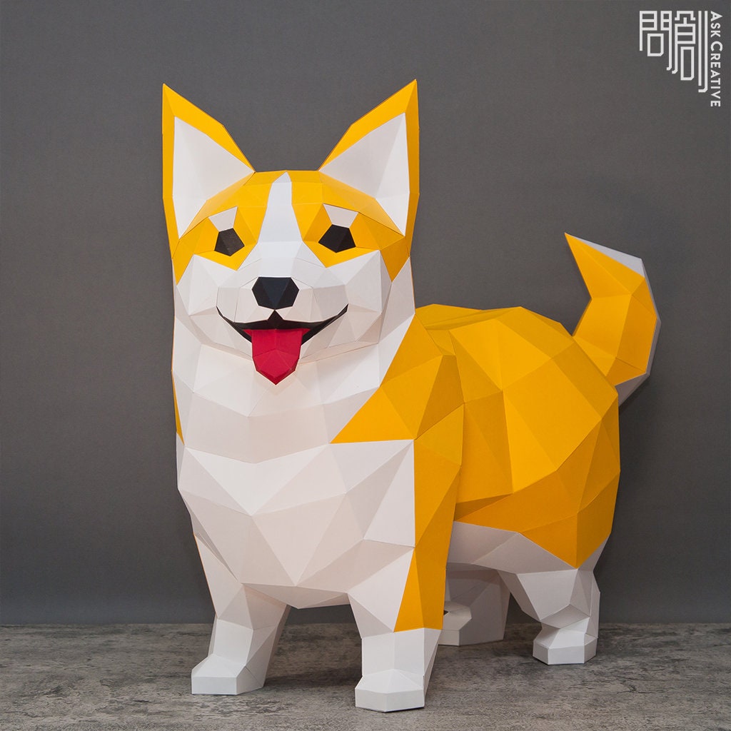 Modelo de papel Corgi de tamaño real papercraft bricolaje | Etsy