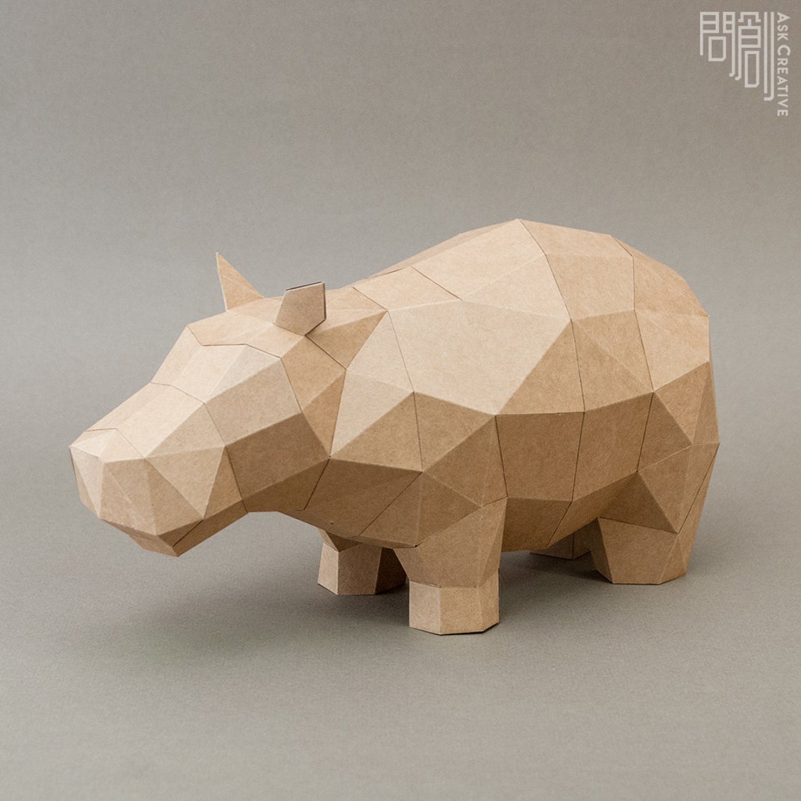 Hippo Paper Modelpapercraft DIY Low Poly PDF Papercraft - Etsy