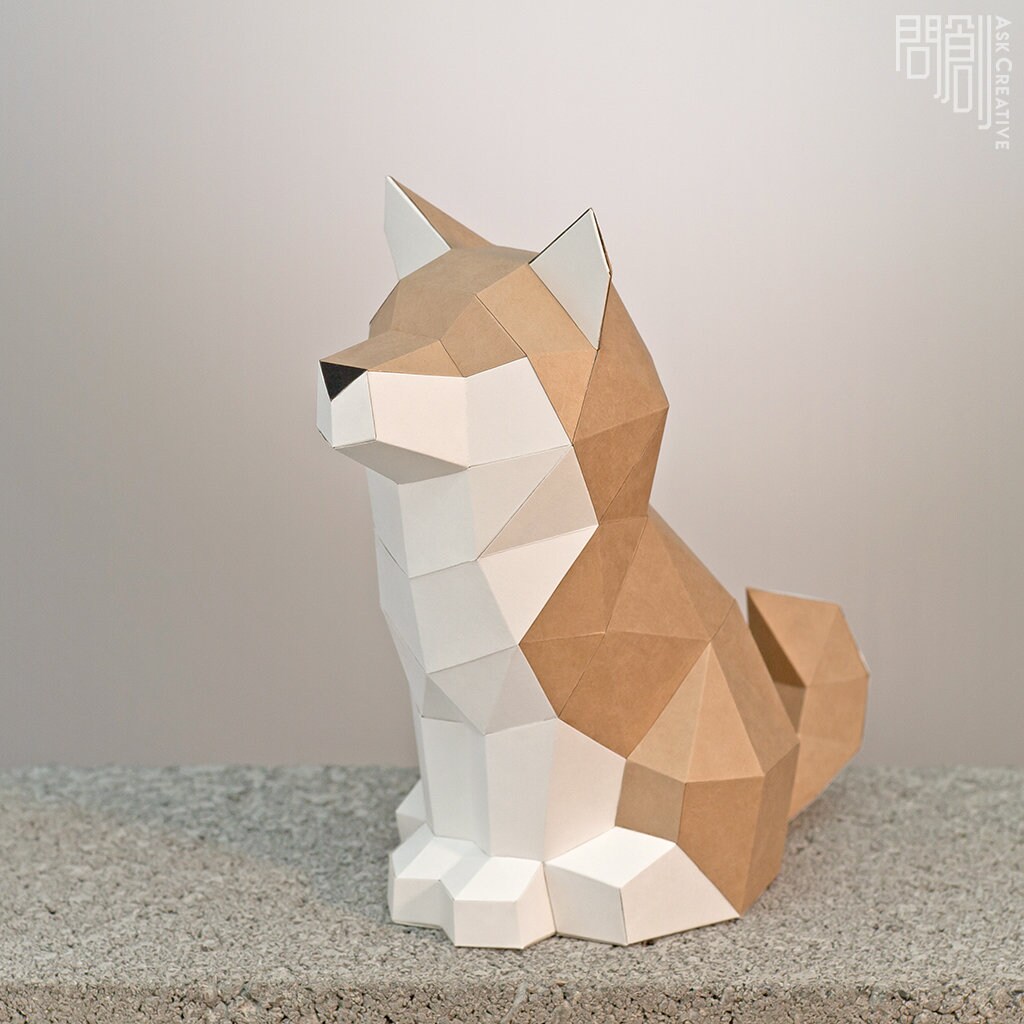 Little Shiba Inu Paper Model papercraft DIY Low Poly | Etsy Canada