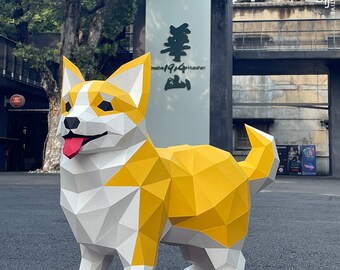 Real Size Corgi Paper Model papercraft DIY Low Poly PDF - Etsy