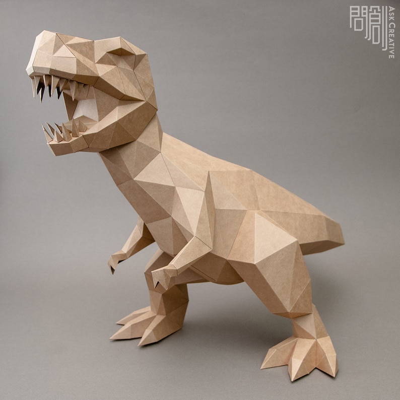T Rex Paper Model Rex Paper Model papercraft DIY Low - Etsy