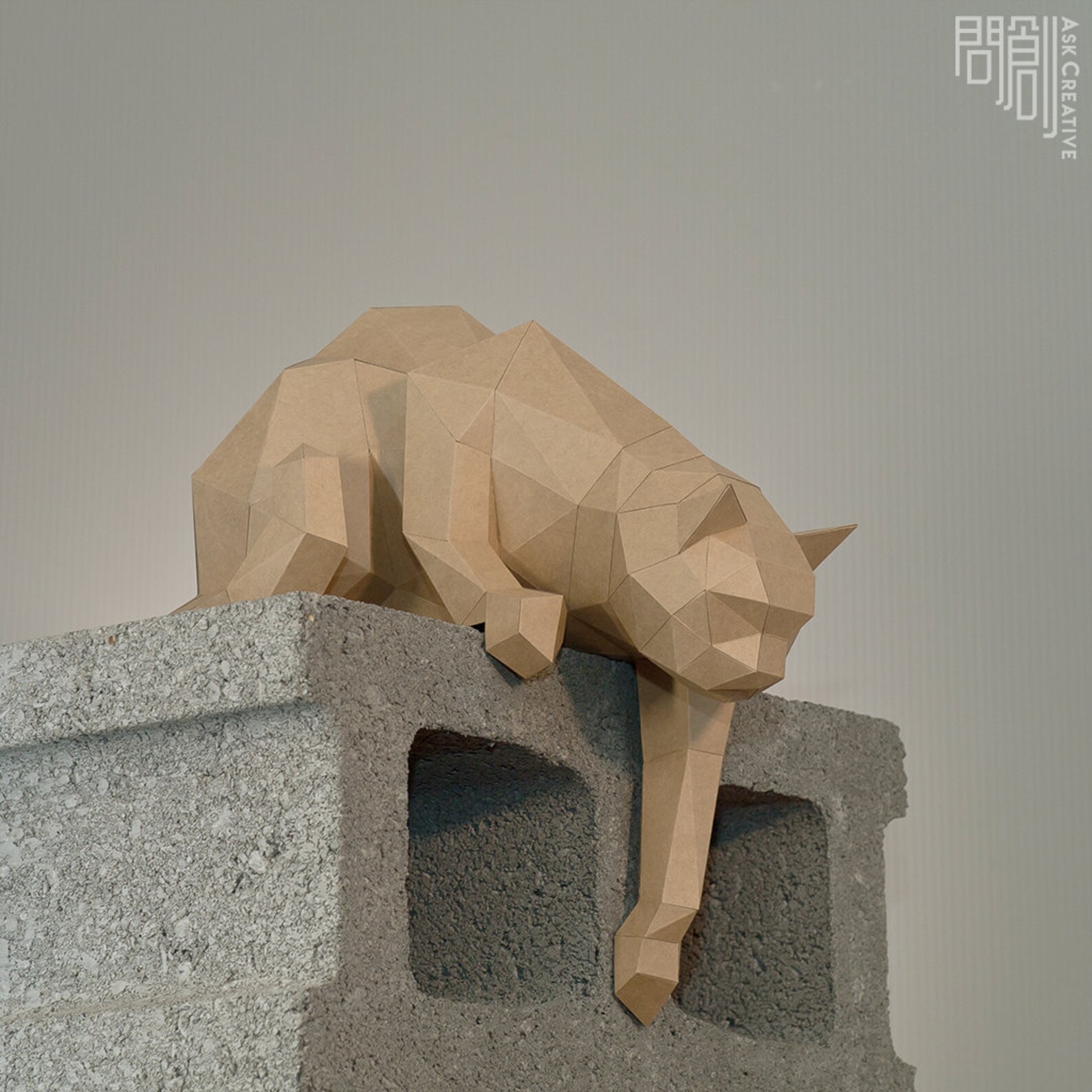Curious Cat Paper Model , Papercraft , DIY , Low Poly , Cat Model , PDF ...
