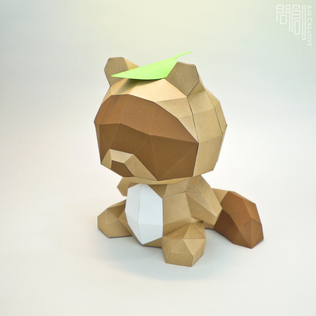Tanuki Paper Model papercraft DIY Low Poly PDF | Etsy Canada