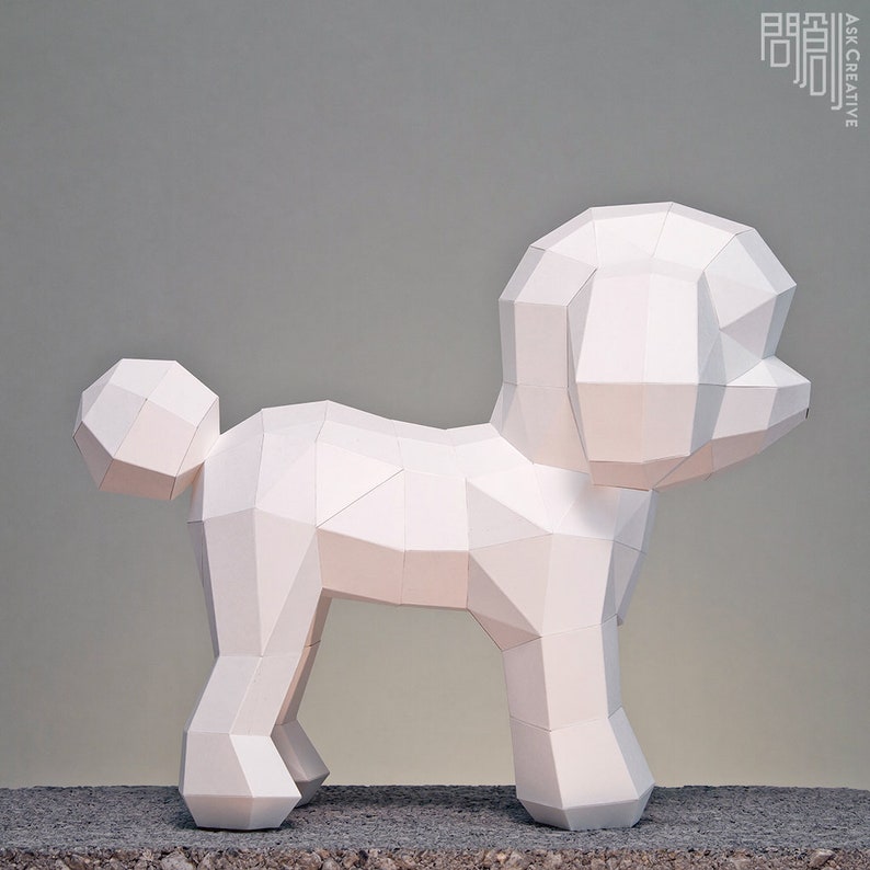 Poodle Paper Model papercraft DIY Low Poly PDF - Etsy