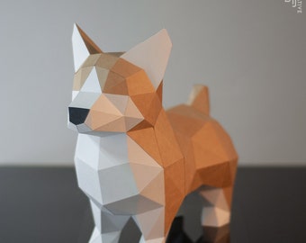Origami Paper Dog PaperCraft, DIY Papercraft Kit, 3D Paper Sculpture ...