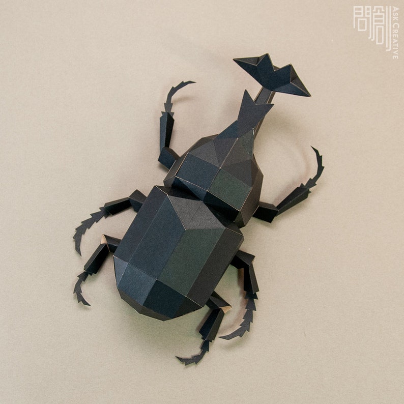 Horn Beetle Paper Model papercraft DIY Low Poly PDF | Etsy