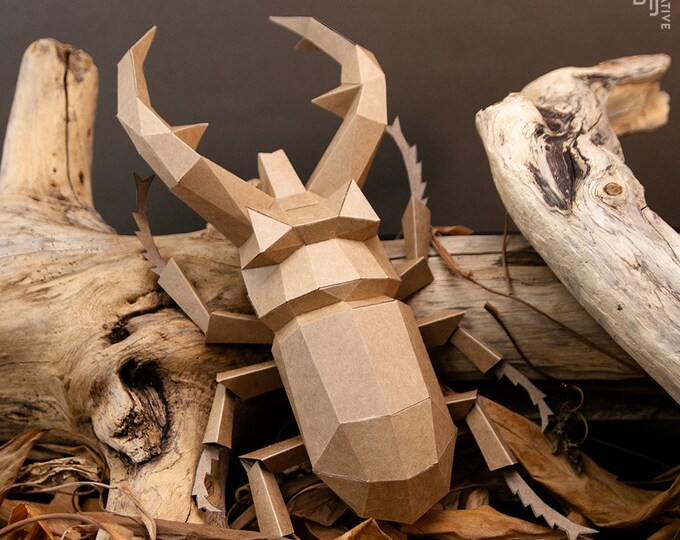 Stag Beetle Paper Model papercraft DIY Low Poly PDF - Etsy