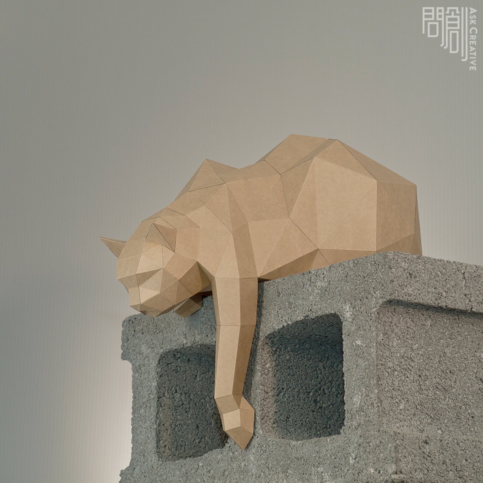 Curious Cat Paper Model , Papercraft , DIY , Low Poly , Cat Model , PDF ...