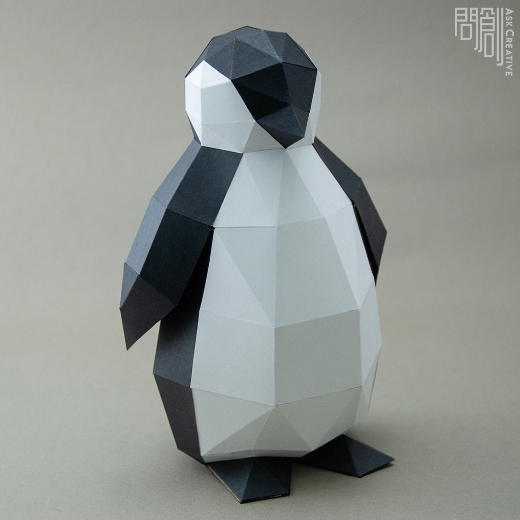 Penguin Paper Model papercraft DIY Low Poly PDF - Etsy