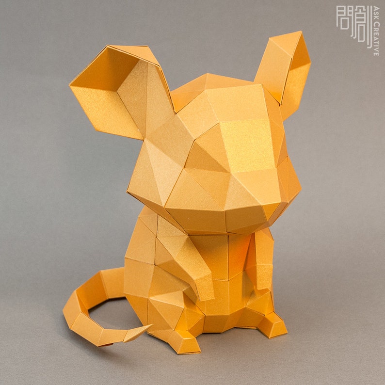 Mouse paper modelPapercraft DIY Low poly PDF | Etsy