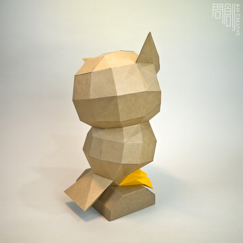 Owl Paper Model papercraft DIY Low Poly PDF Papercraft - Etsy Canada