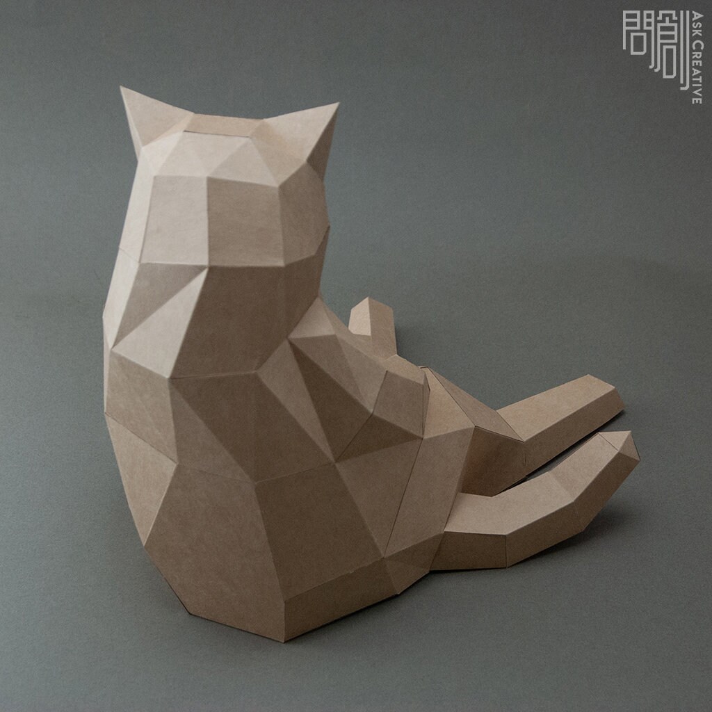 Lazy Cat Paper Model Papercraft DIY Low Poly Fat Cat - Etsy Canada