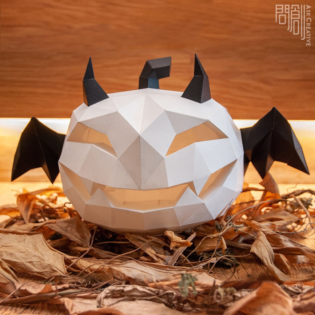 Evil Pumpkin papercraft DIY Low Poly PDF Papercraft - Etsy
