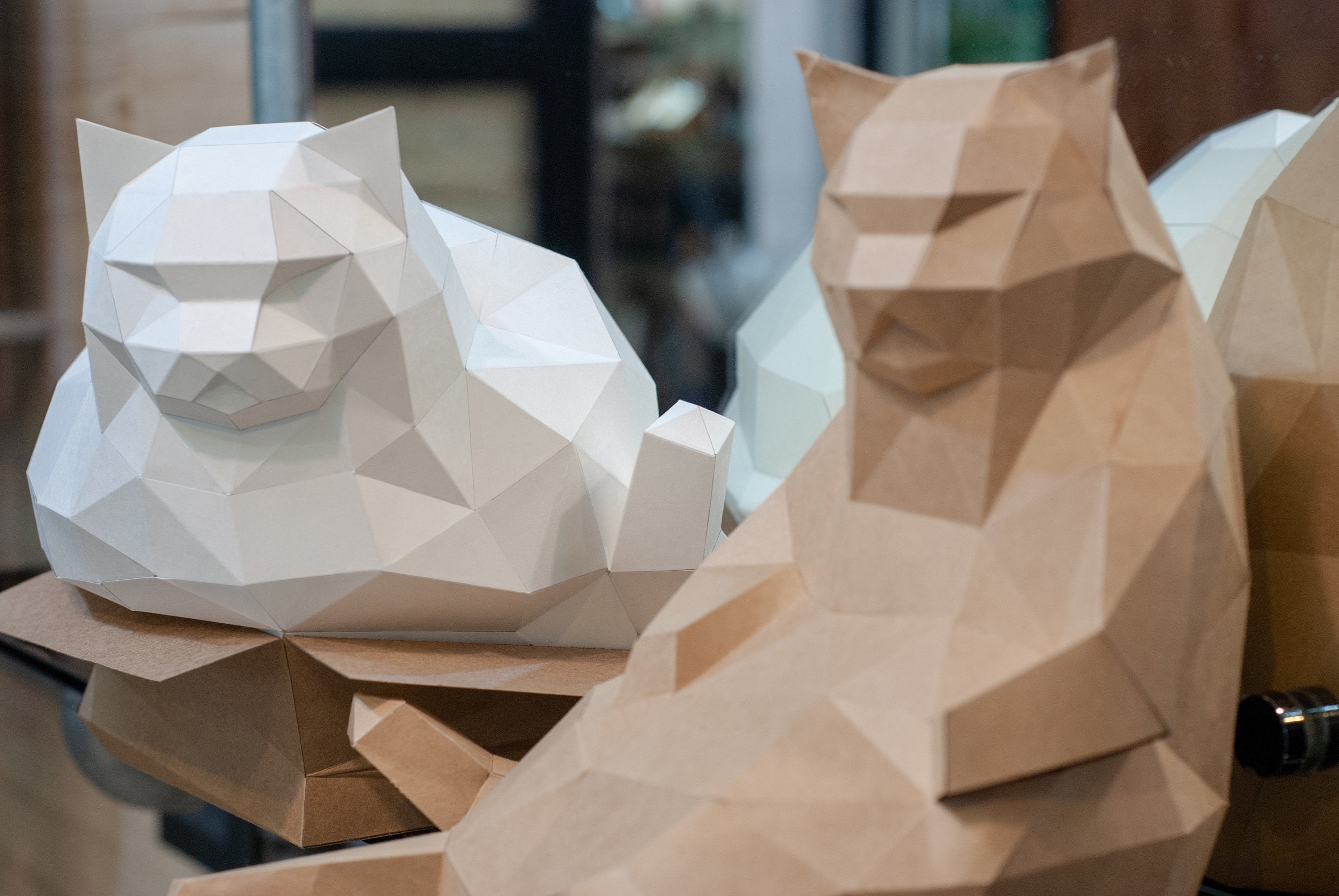 Fat Cat in a Box Paper Model Papercraft DIY Low Poly | Etsy